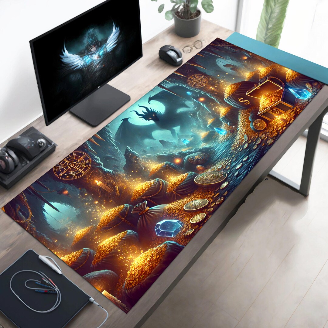 Dragon Desk Mat – Fantasy Treasure Mouse Pad – Epic Mousepad for Gamers ...