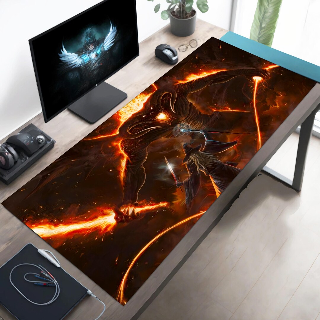 Lord of the Rings Balrog Desk Mat – Gandalf Vs Balrog Mouse Pad | LOTR ...