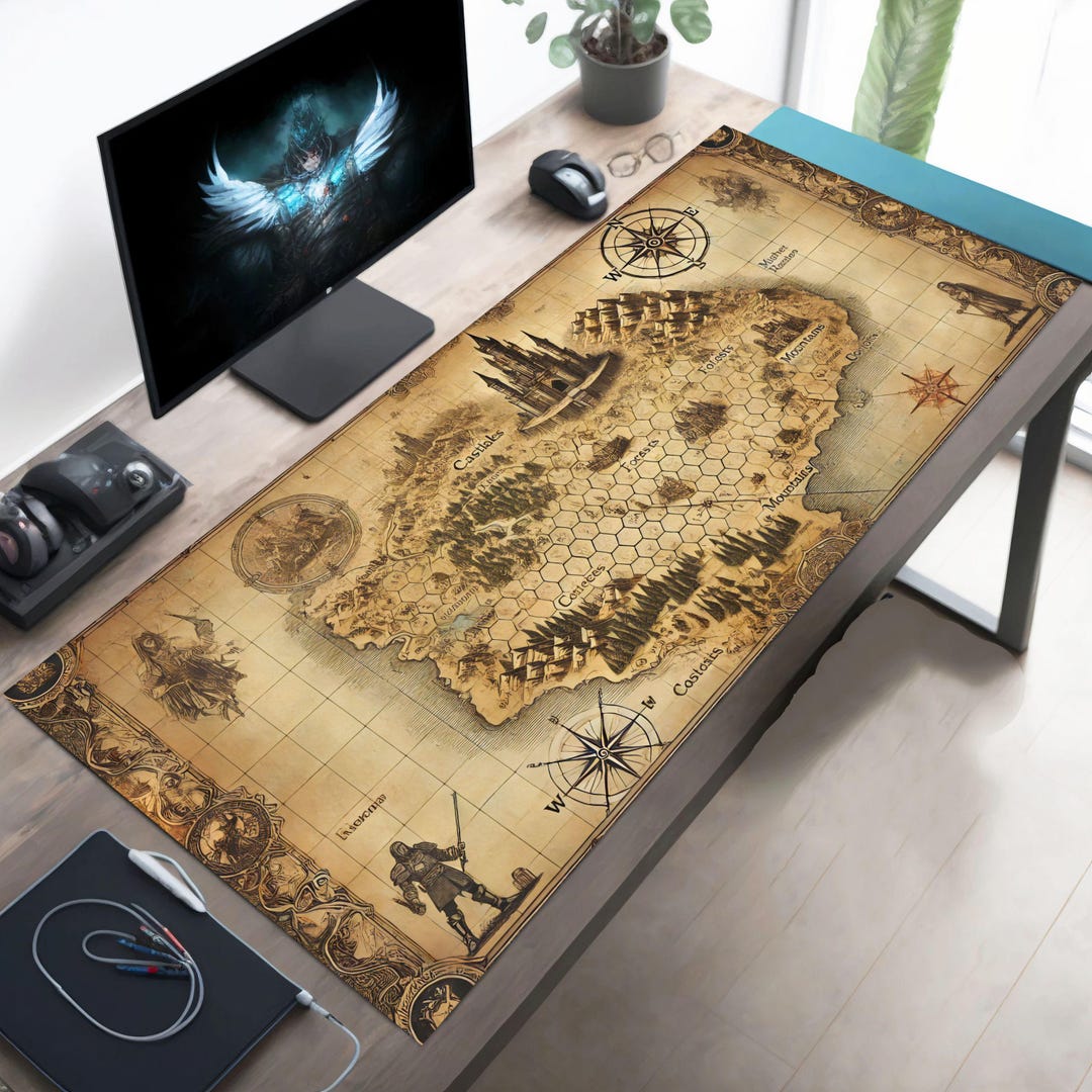 Fantasy Map Desk Mat – Dnd Mouse Pad – Vintage RPG Mousepad for Gamers ...