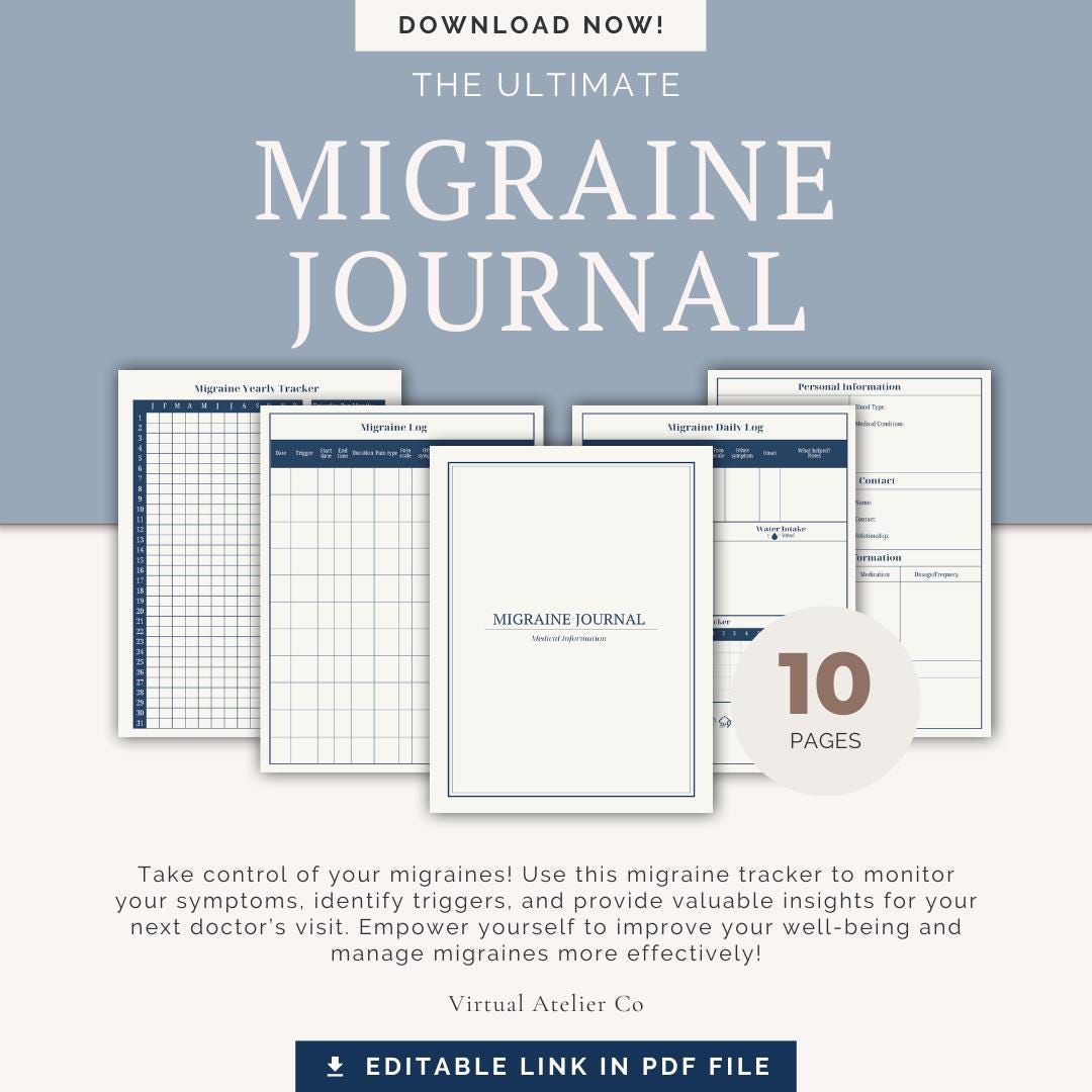 Migraine Tracker - Printable - Health Tracker - Health Journal - Health ...