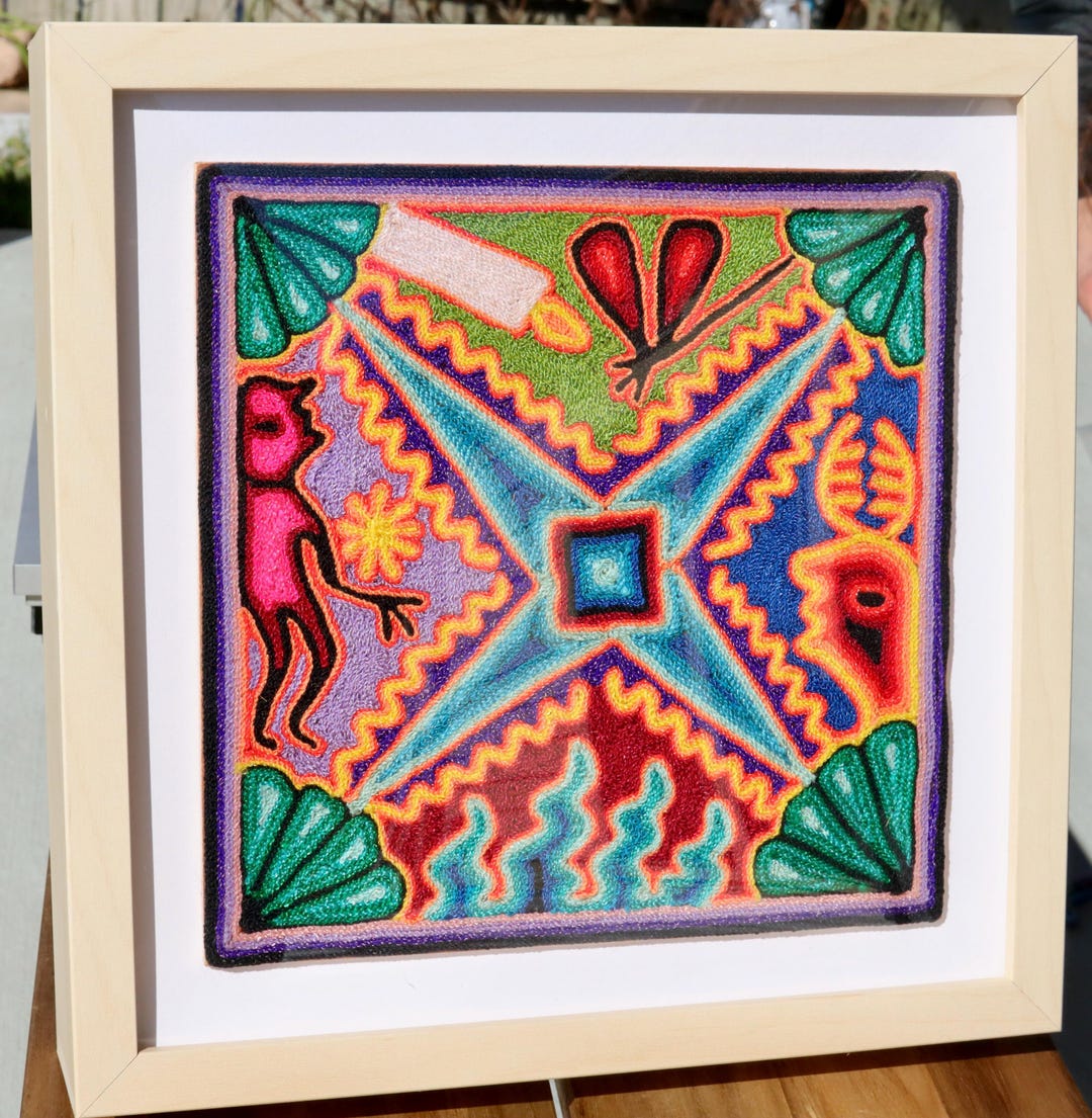 HUICHOL STAR Huichol Yarn Painting, Mexican Decor, Mexican Art Wall ...