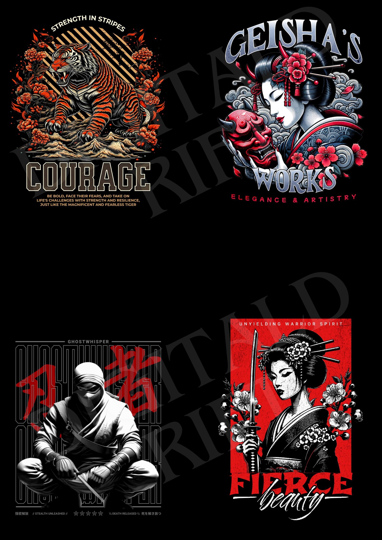 42 Japanese Samurai PNG | Print on Demand | DTF, Sublimation, T-shirt ...