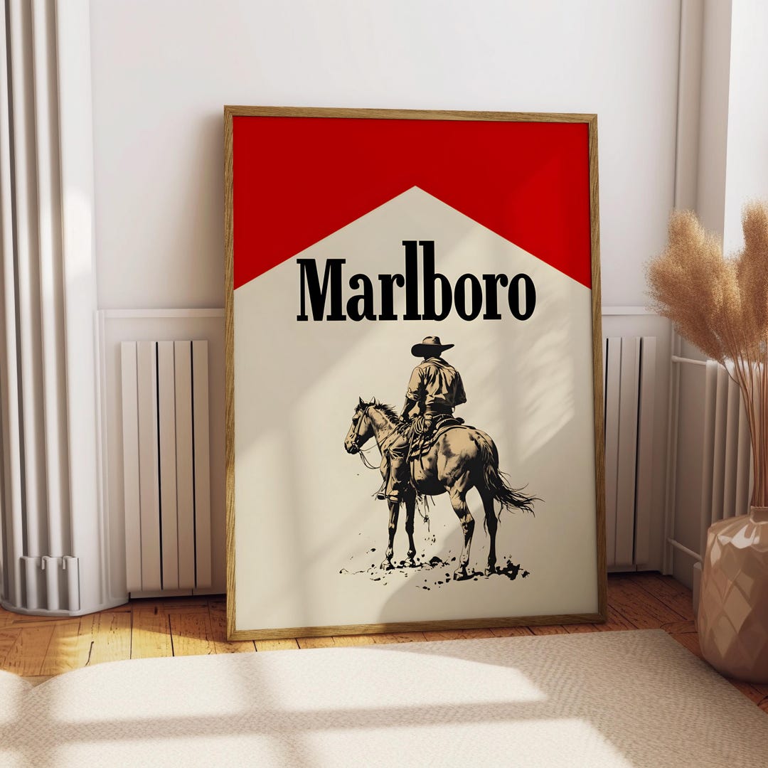 Cigarette Vintage Western Poster Print, Retro Marlboro Print, Tobacco ...