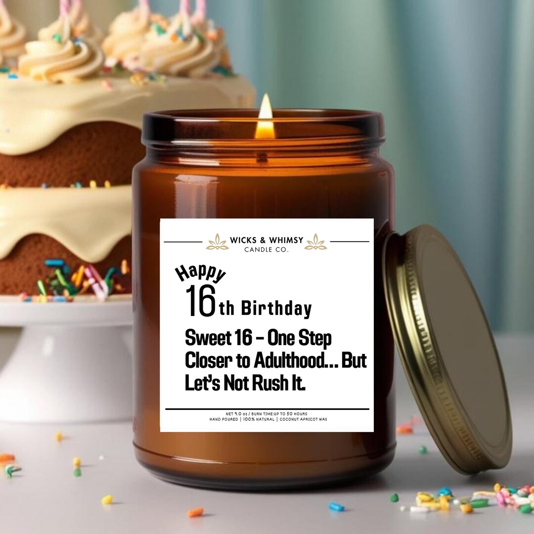 Sweet 16th Birthday Candle: Coconut Apricot Wax, Funny Gift - Etsy