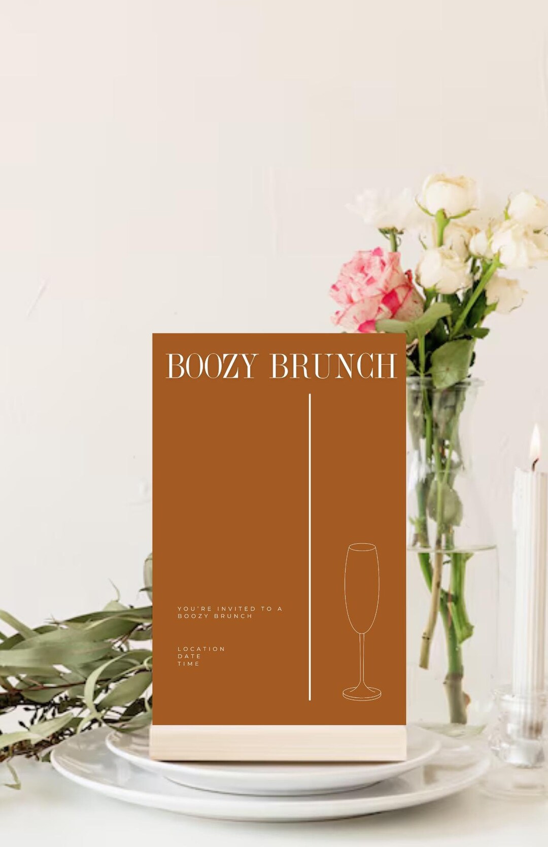 Editable Boozy Brunch Digital Invite | Printable Canva Template ...