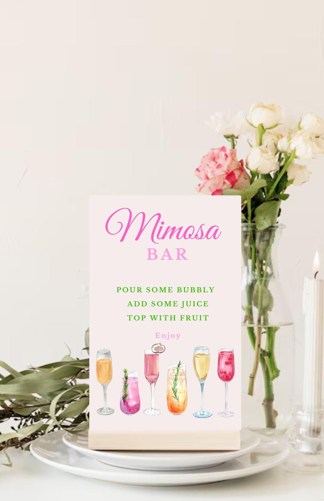 Valentine's Mimosa Bar Sign | Mimosa Bar Sign Editable Champagne ...