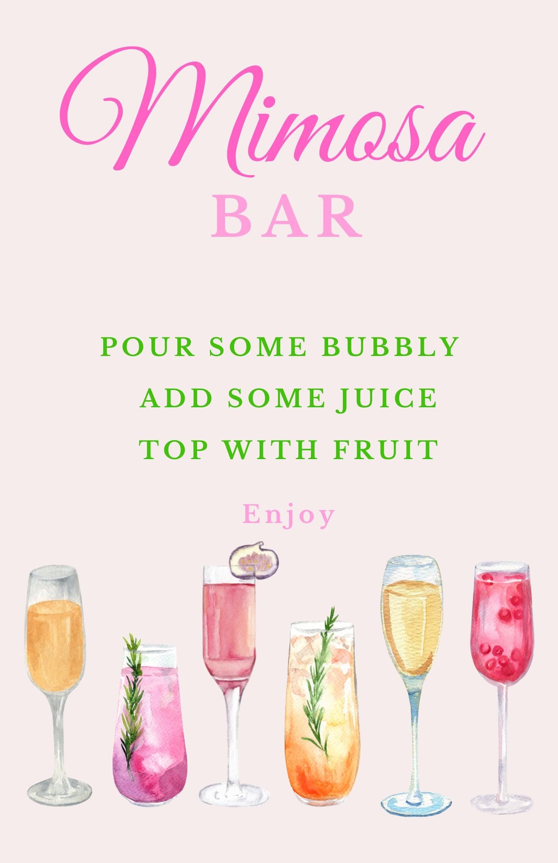 Valentine's Mimosa Bar Sign | Mimosa Bar Sign Editable Champagne ...