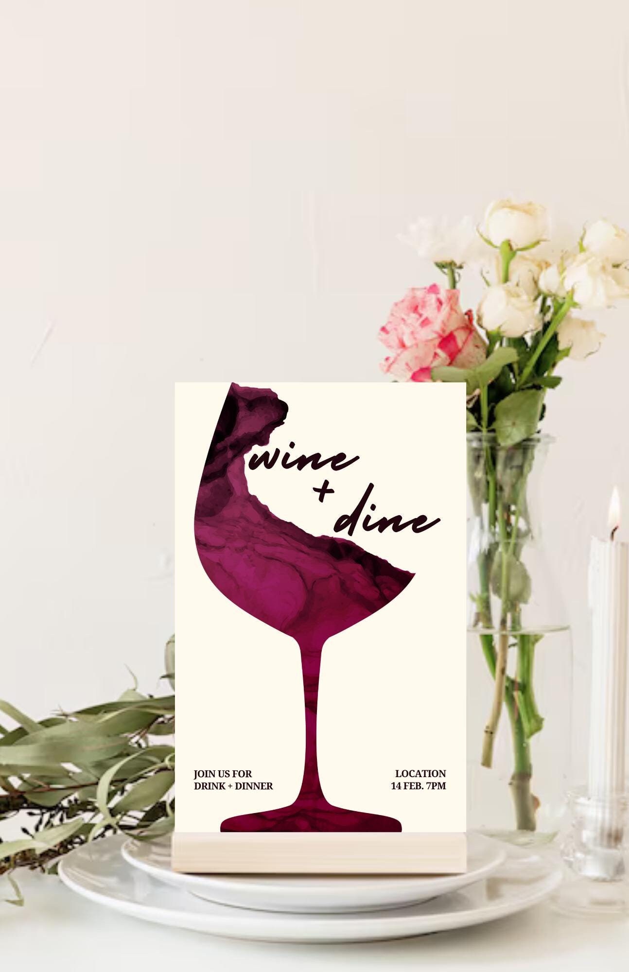 Wine Night Invitation: Editable Dinner Party Template (digital Download ...