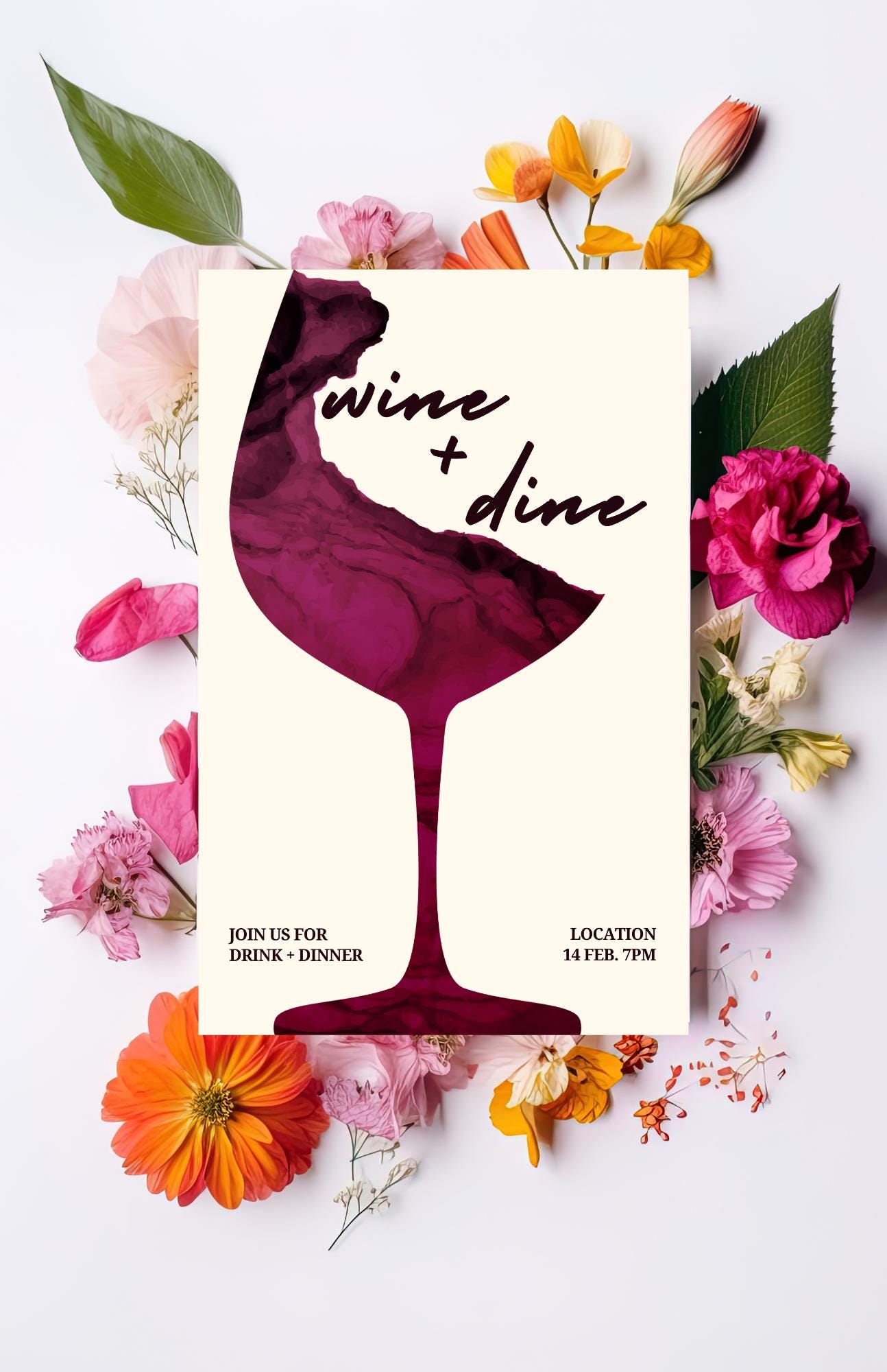 Wine Night Invitation: Editable Dinner Party Template (digital Download ...