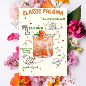 Paloma Cocktail Recipe Sign: Classic Tequila Drink (digital Download ...
