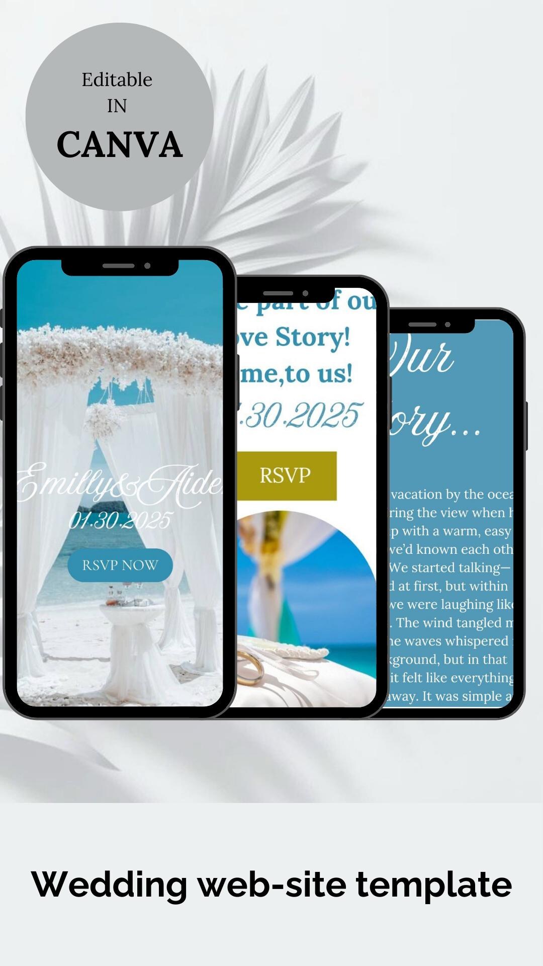 Wedding Website Editable in Canva Ocean-style - Etsy