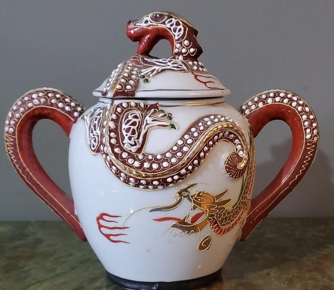 Japanese Satsuma Dragonware Geisha Lithophane Eggshell Tea Set Japan 15 ...