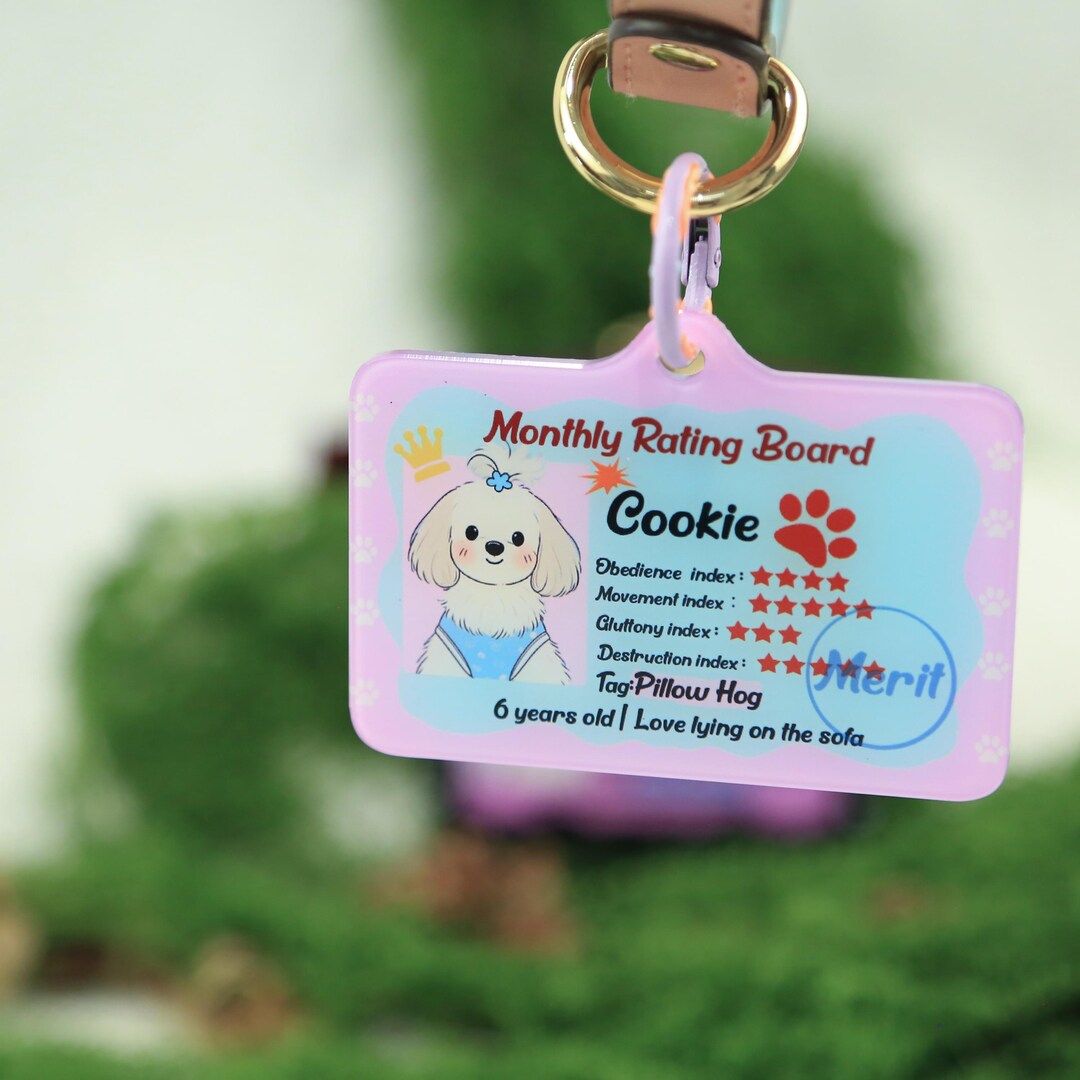 Personalized Pet Scorecard Tag, Custom Dog Portrait ID - Etsy