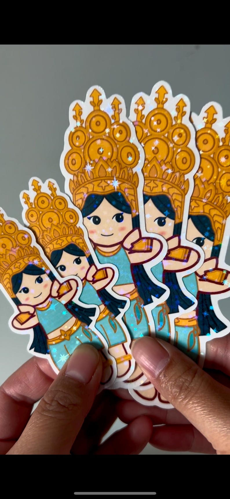 Cambodian Apsara Sonny Angel Fanart Vinyl Sticker Holographic Overlay ...