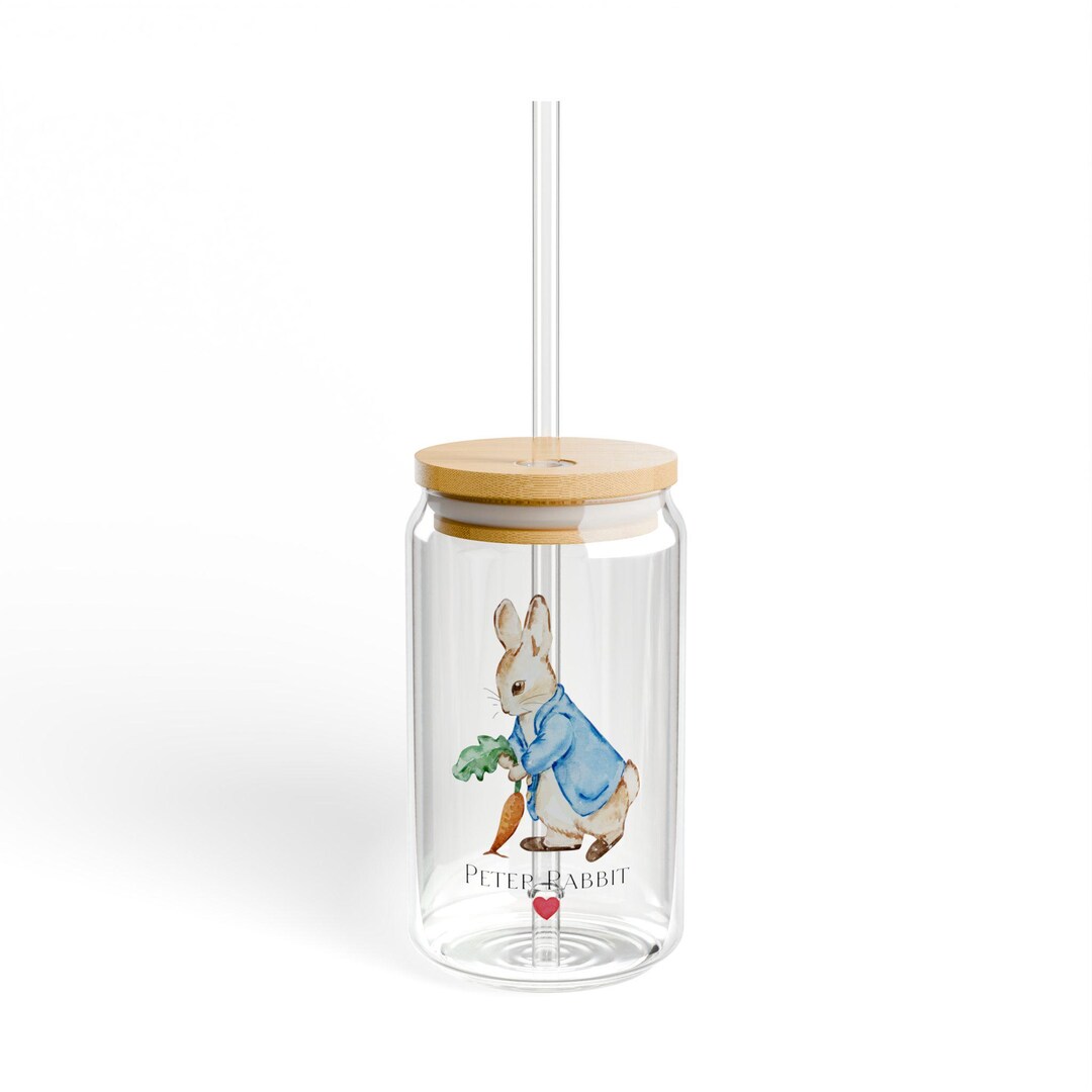 Peter Rabbit Sipper Glass Cup. Adorable Glass With Straw for Kids, Eco ...