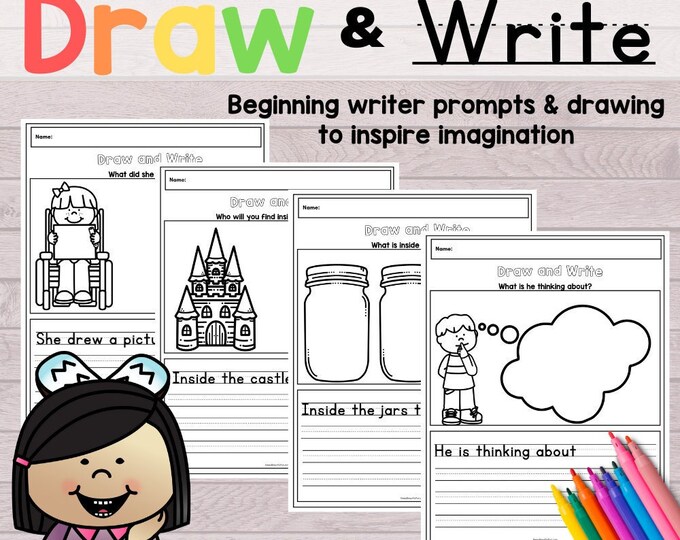 Draw and Write Prompts for Beginning Writers Homeschool or - Etsy