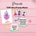 Princess Castle CVC Printable Word Match Game for Phonics | Etsy