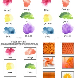 Montessori Rainbow Colors Printable Bundle - French & English 3 Part ...