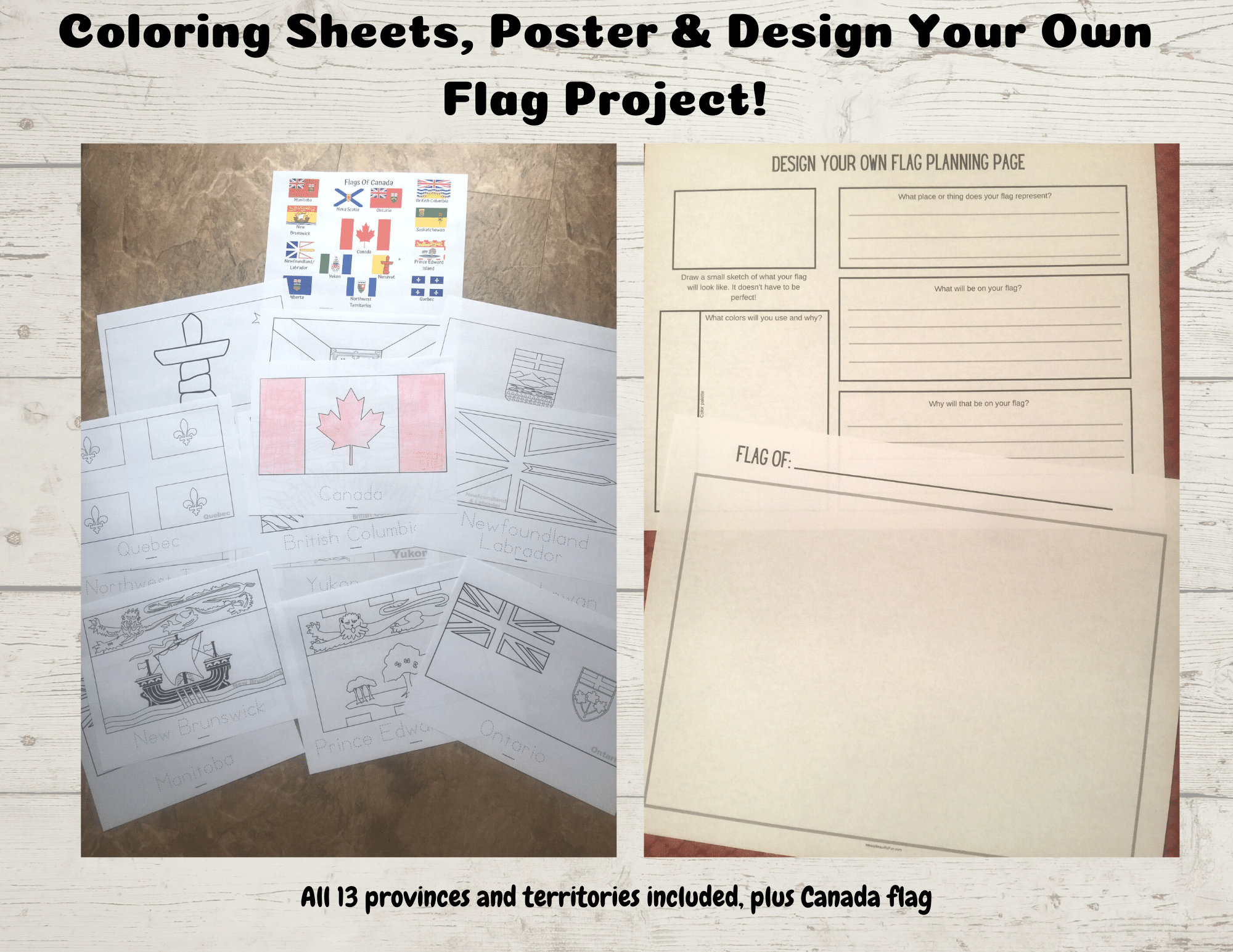 Flags of Canada and Provinces Coloring Pages, Plus Design Your Own Flag ...