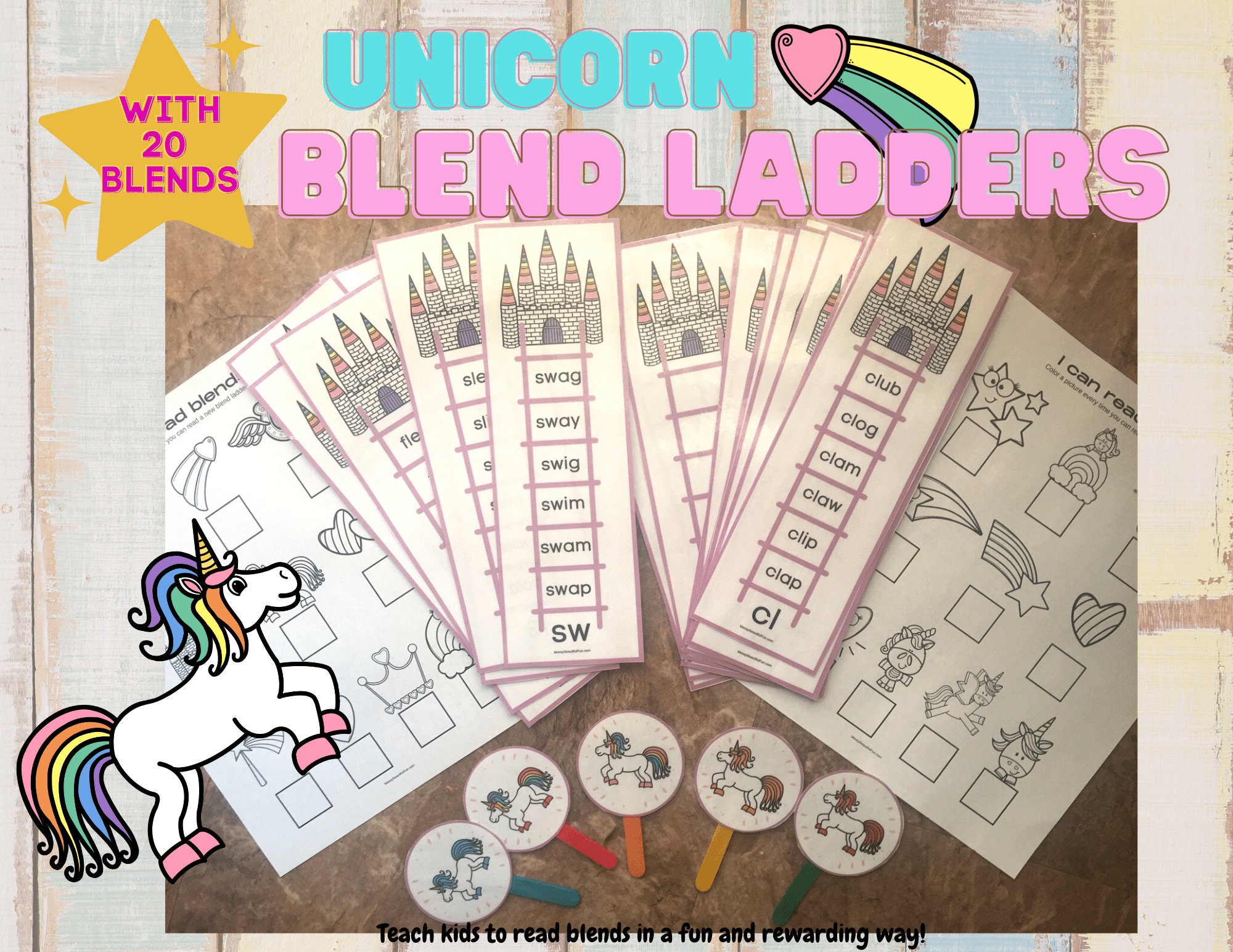 Unicorn Blends Ladders - A Fun Way to Teach Phonics Blends - Etsy