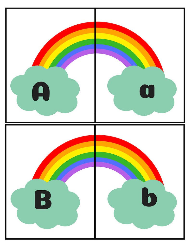 Rainbow Uppercase Lowercase Letter Match Puzzles - Etsy
