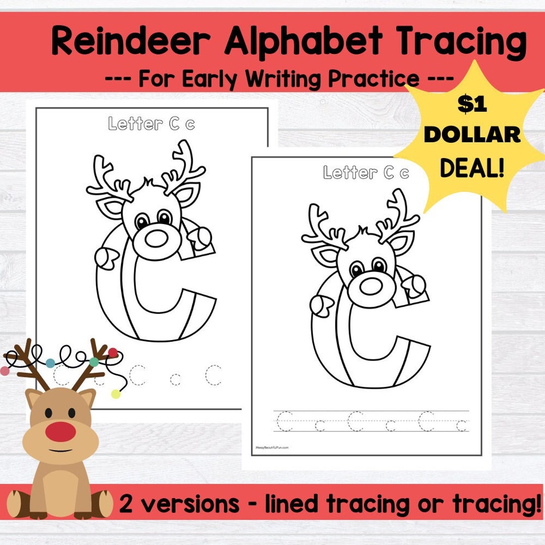 DOLLAR DEAL Reindeer Alphabet Letter Tracing Handwriting Printable ...