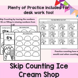 Printable Skip Counting Ice Cream Parlour Practice Set - Dramatic Play ...