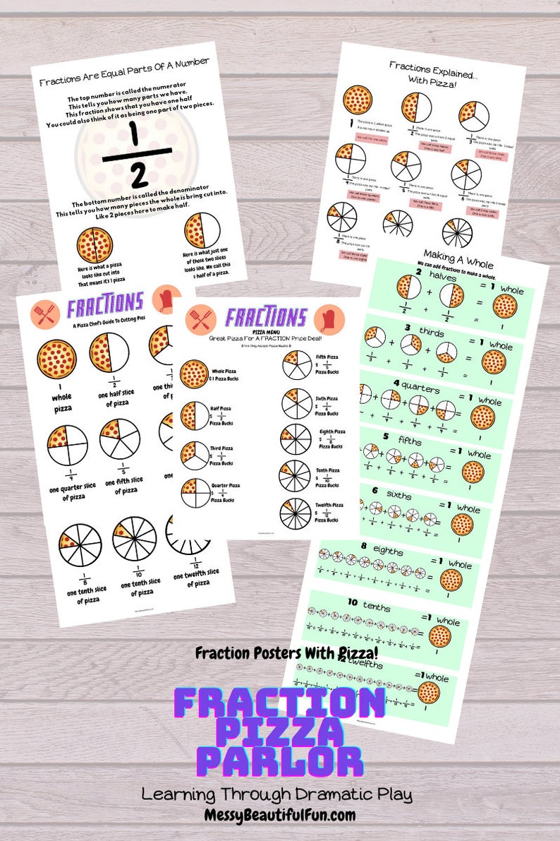 Fraction Pizza Restaurant Dramatic Play Center for Learning Fractions ...