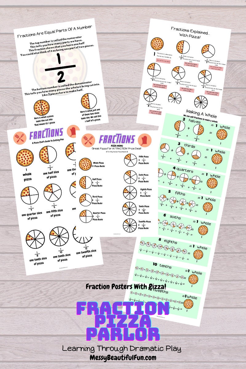 Fraction Pizza Restaurant Dramatic Play Center for Learning Fractions ...