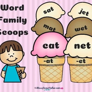 Printable Word Family Scoops Sorting - Kids Learn Word Family Words ...