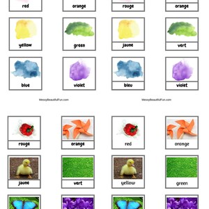 Montessori Rainbow Colors Printable Bundle - French & English 3 Part ...