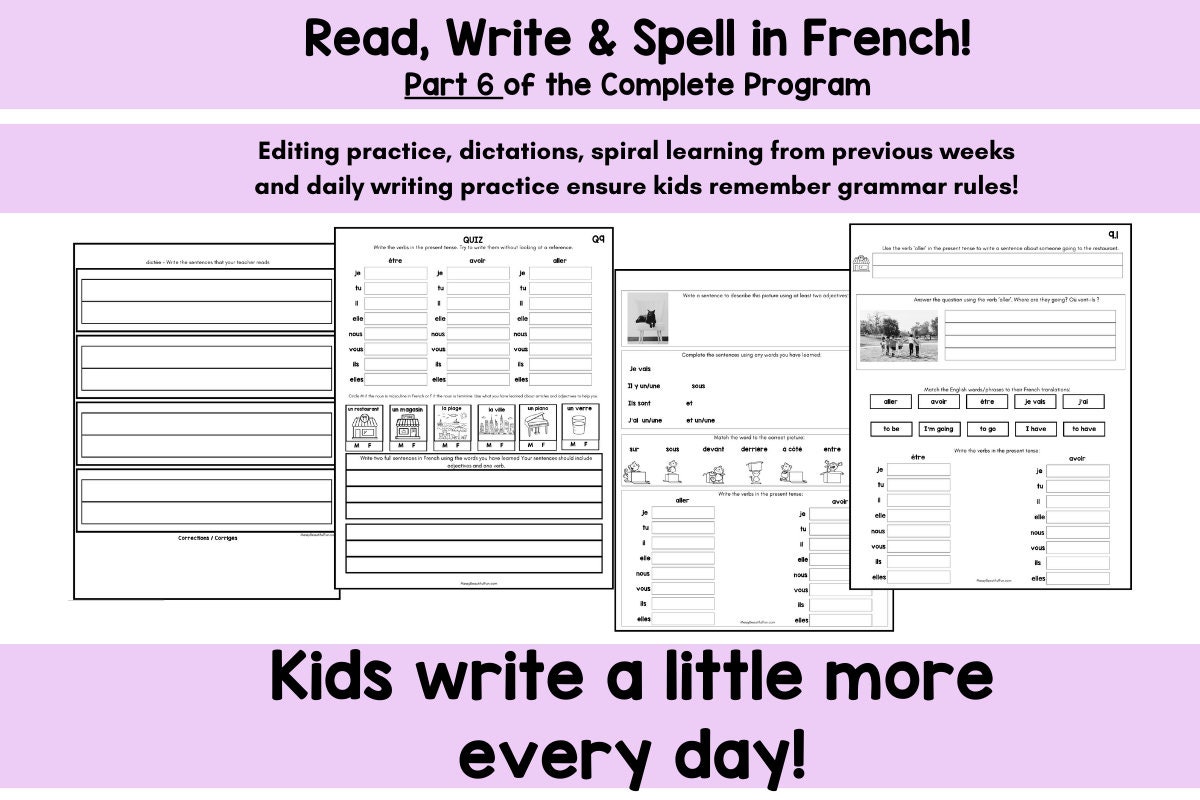 French Writing Program Part 6 for FSL Beginner Writers - Etsy