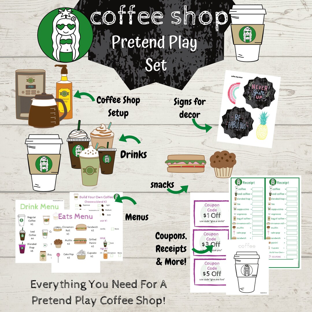 Coffee Shop Pretend Play Dramatic Play Printable Set - Etsy