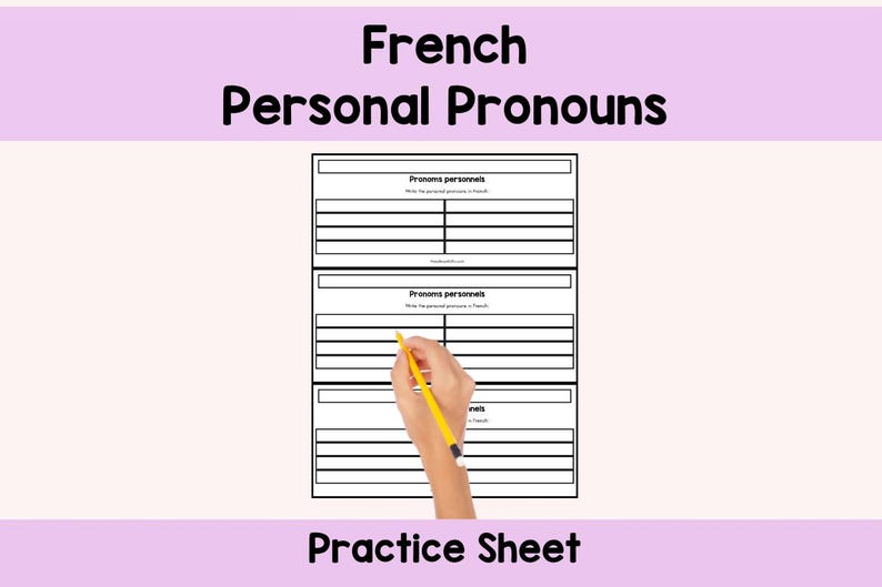 French Personal Pronoun Posters Worksheet for FSL French Second ...