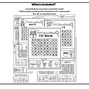 CVC Word Searches Printable Learning Game Phonics and Reading - Etsy