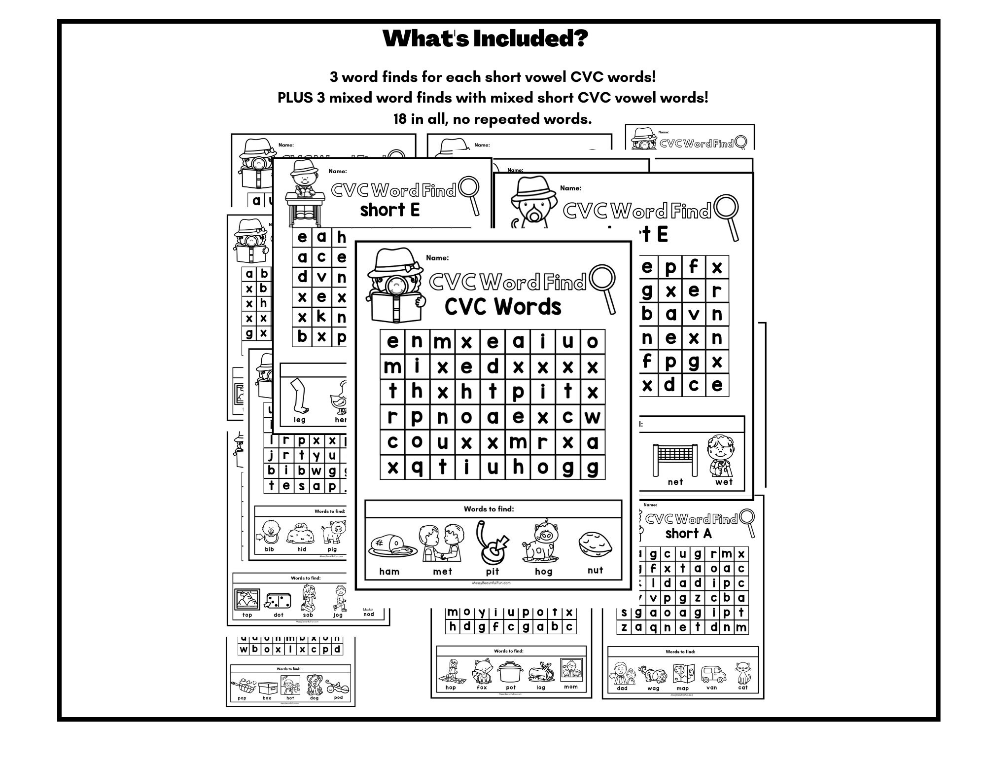 CVC Word Searches Printable Learning Game Phonics and Reading - Etsy