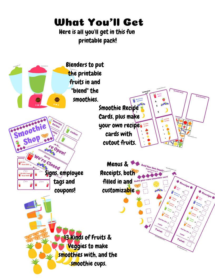 Dramatic Play Smoothie Shop Math Literacy Center - Etsy