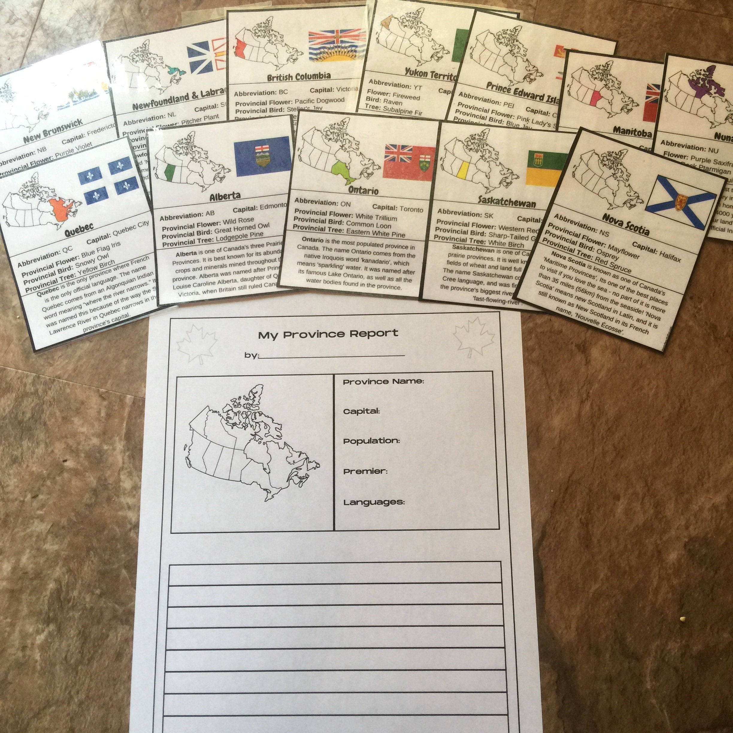 Provinces Territories of Canada Quick Lesson Printable Cards and Unit ...