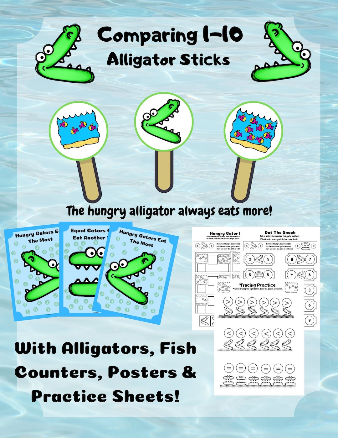 Hungry Gator Comparing Numbers Learning Pack Learn About Greater Than ...