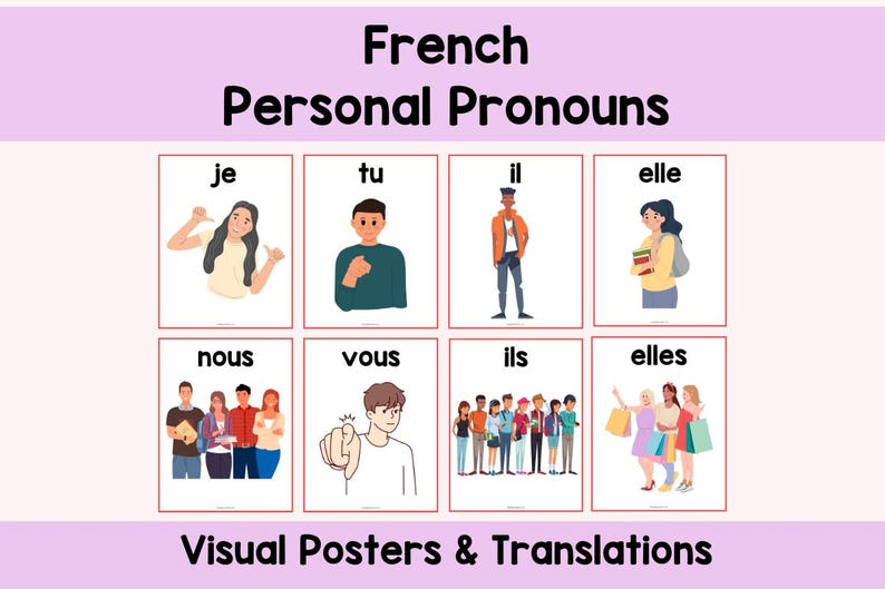 French Personal Pronoun Posters Worksheet for FSL French Second ...
