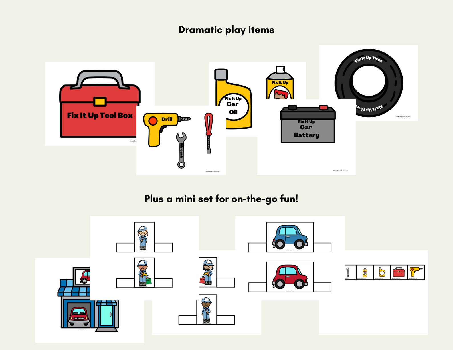 Printable Car Auto Shop Mechanic Dramatic Play and Learn Set - Etsy
