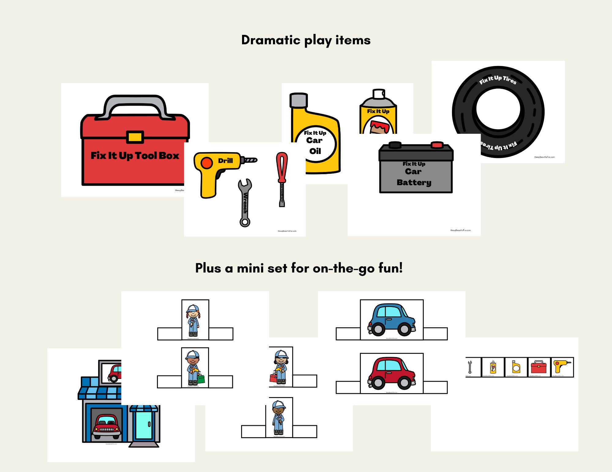 Printable Car Auto Shop Mechanic Dramatic Play and Learn Set - Etsy
