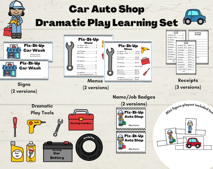 Mechanic Car Repair Shop Dramatic Play, Pretend Play, Play Kit ...