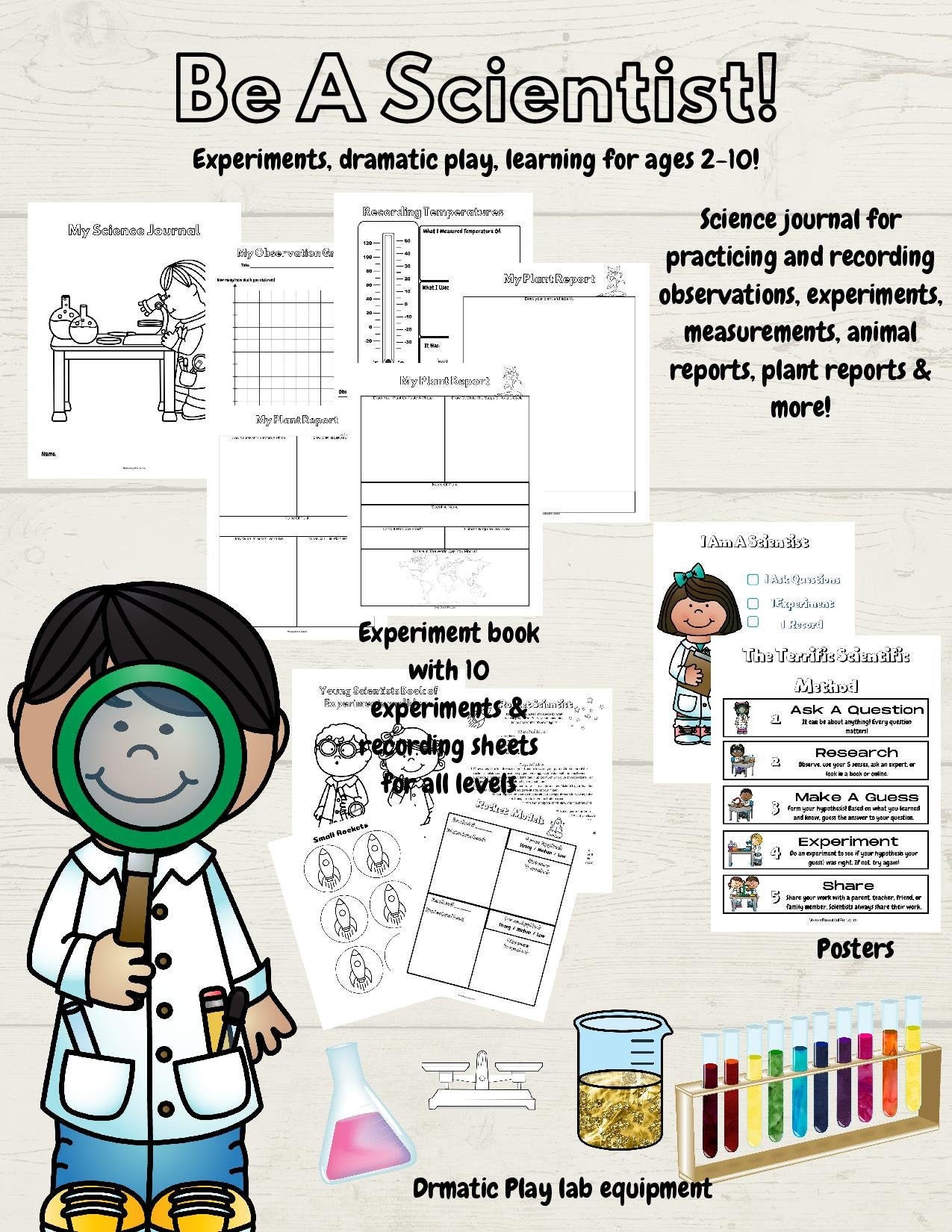 Science Journal and Dramatic Play Lab Set for Kids 2-12 - Etsy UK