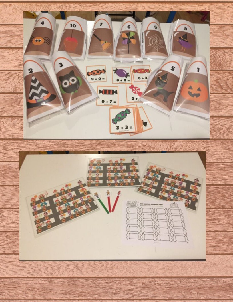 50% OFF! Halloween Printable Match and Literacy Centers for Addition ...