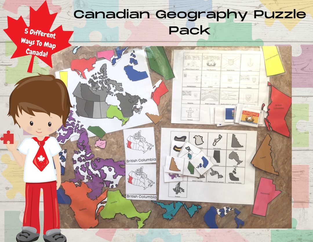 Canada Map and Flag Puzzle Pack Printable - Etsy