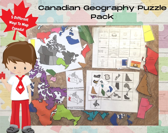Canada Printable Map Kids Learning Puzzle Busy Book Binder Activity ...