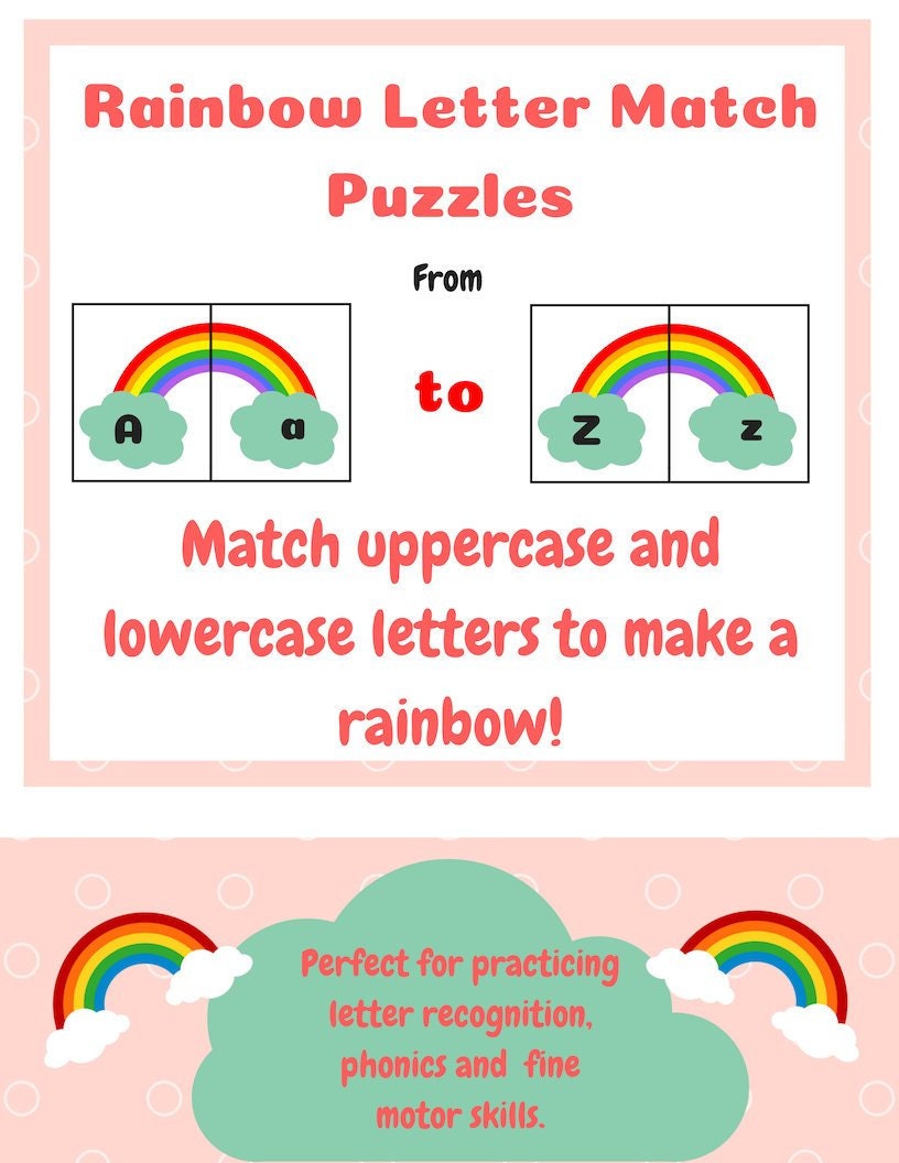 Rainbow Uppercase Lowercase Letter Match Puzzles - Etsy