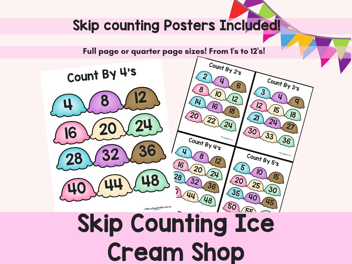 Printable Skip Counting Ice Cream Parlour Practice Set - Dramatic Play ...