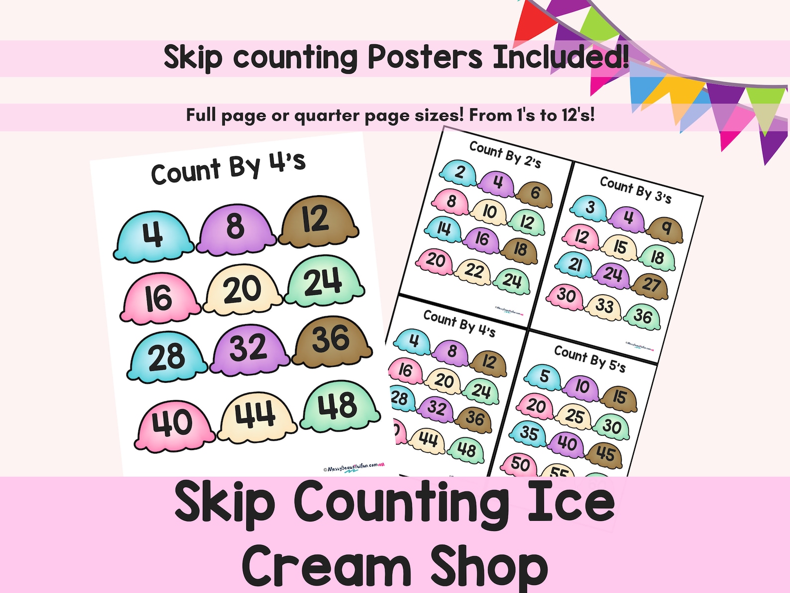 Printable Skip Counting Ice Cream Parlour Practice Set - Dramatic Play ...